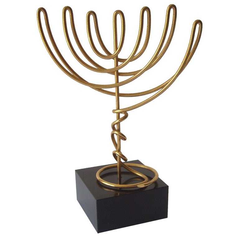 Agam Yaacov Menorah, Sculpture, Gold-Plated Metal, Signed at 1stDibs ...