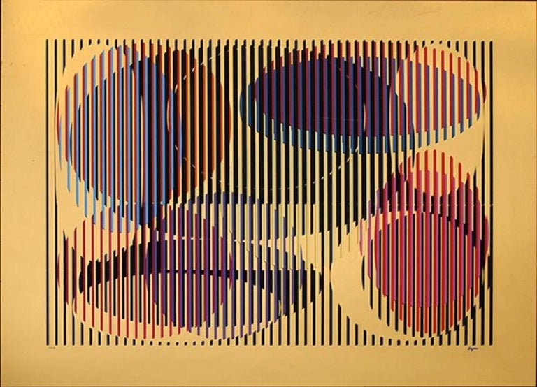 Yaacov Agam - Mirror silkscreen - Kinetic geometric abstract For Sale ...