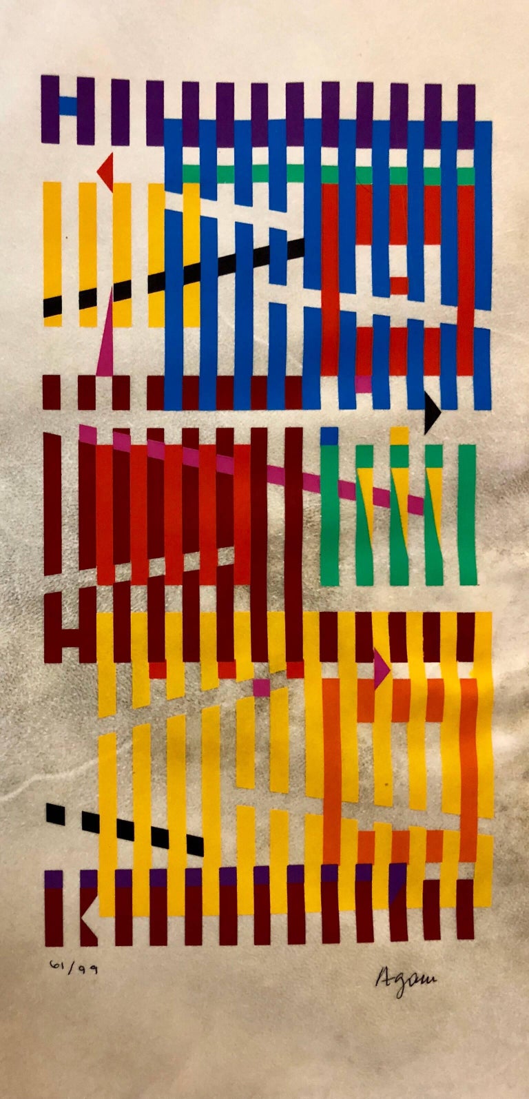Yaacov Agam - Rare Agam Op Art Silkscreen Serigraph on Parchment ...