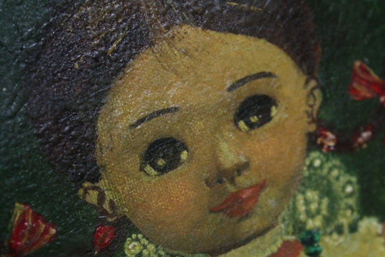 Agapito Labios Mexican 1898-1996 Oil on Canvas Folk Art at 1stDibs