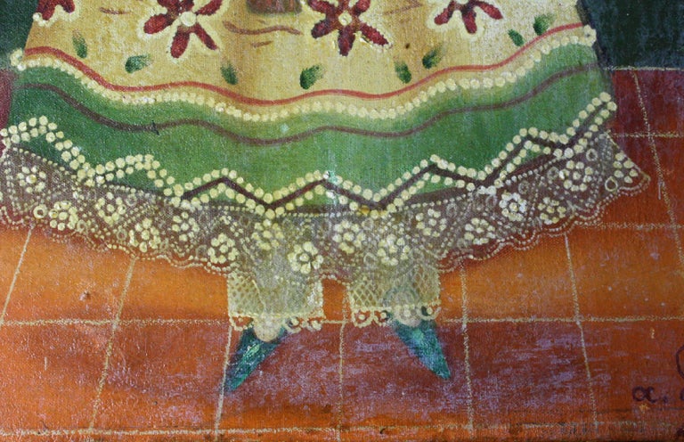 Agapito Labios Mexican 1898-1996 Oil on Canvas Folk Art at 1stDibs