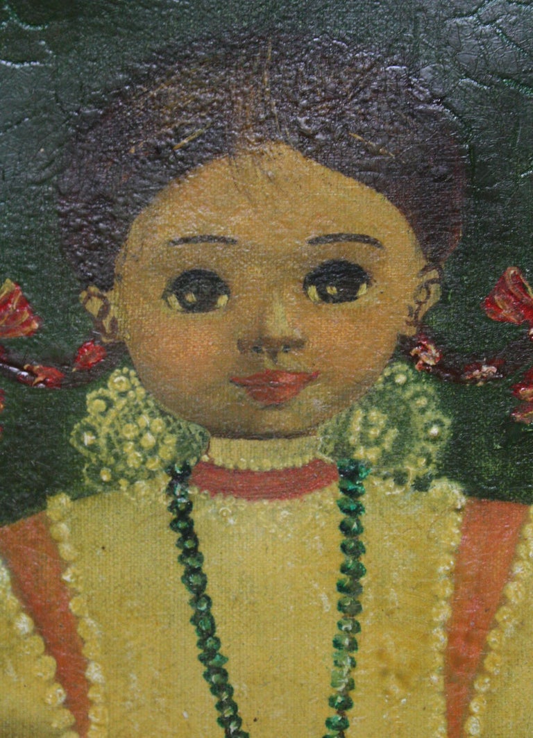 Agapito Labios Mexican 1898-1996 Oil on Canvas Folk Art at 1stDibs