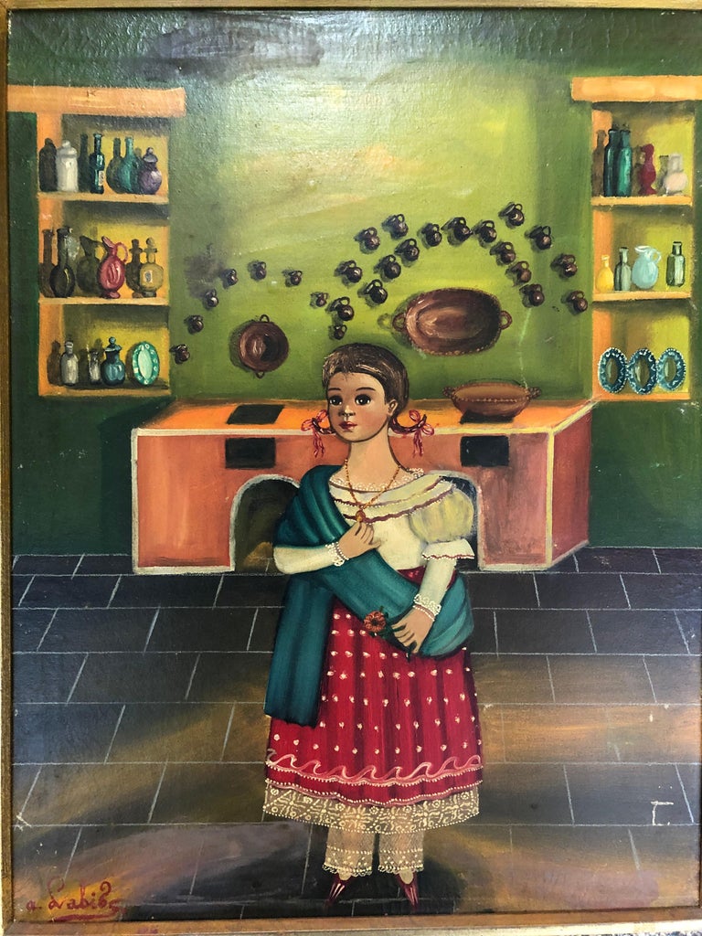 Agapito Labios - Agapito Labios Young Girl in Kitchen at 1stDibs