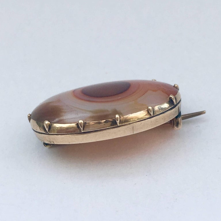 Agate Antique Jewelry Georgian Eye Gold Lace Pin Collet Setting Vintage ...