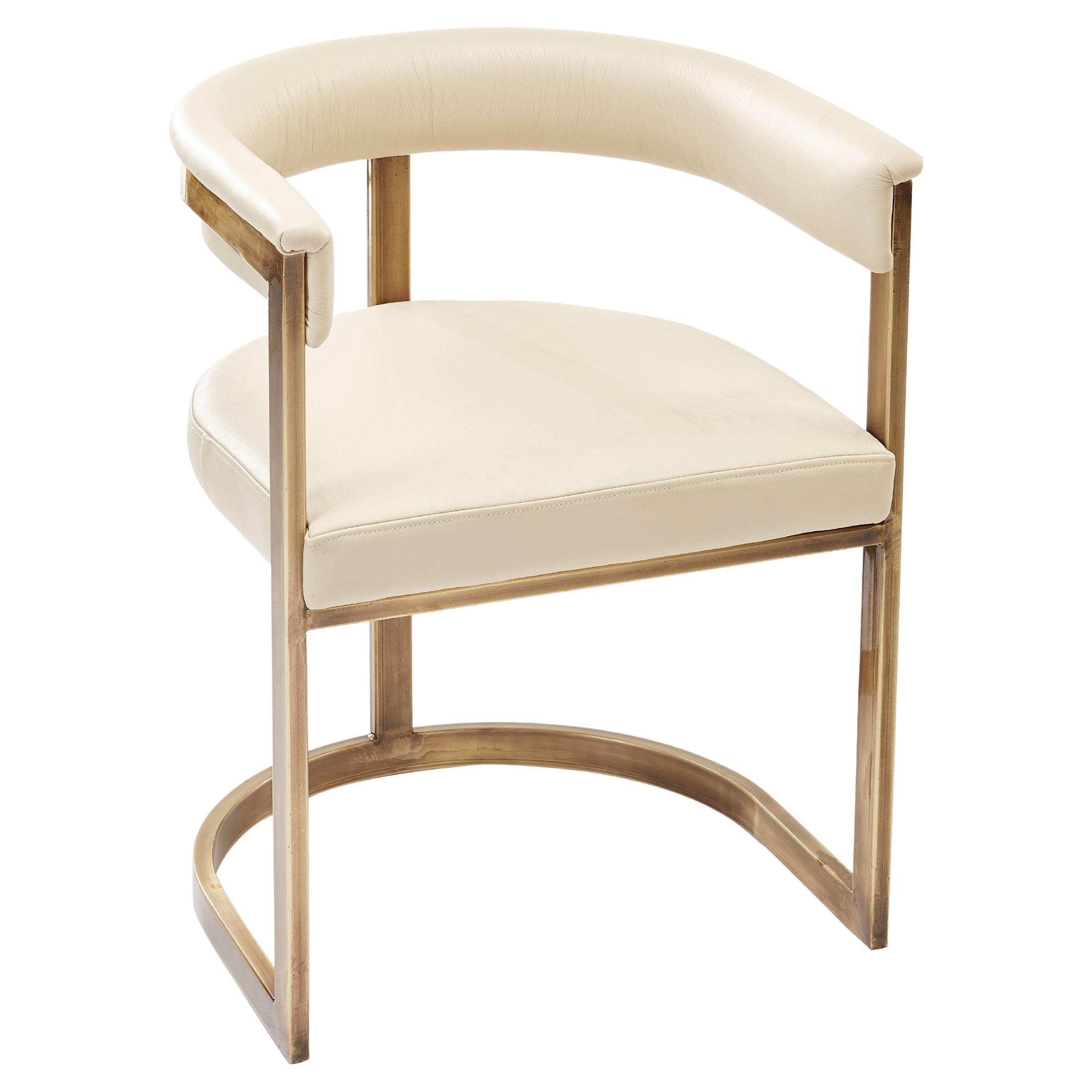 Bronzed Steel and Leather Contemporary Agate Dining Chair by Egg ...