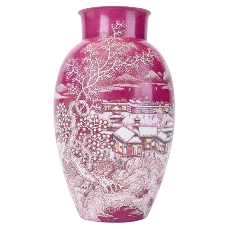 Agate Red Snow Scene Vase by WL CERAMICS For Sale at 1stDibs