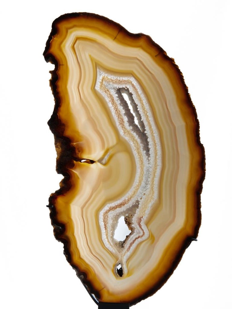 Agate Slice on Metal Base For Sale at 1stDibs