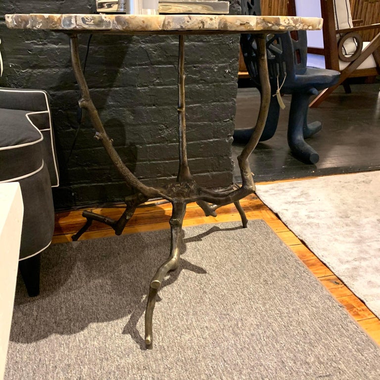 Agate Top, Branch Legs Side Table, Belgium, Contemporary at 1stDibs