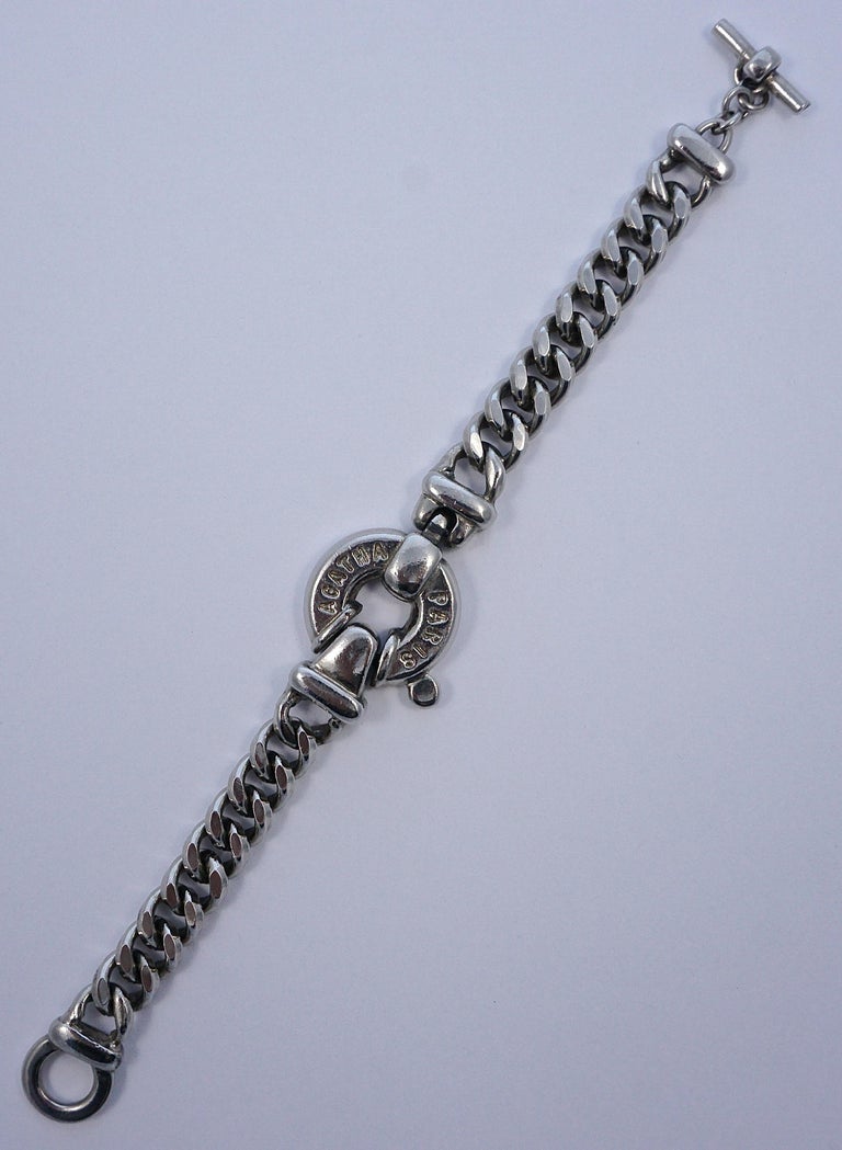 Agatha Paris Silver Tone Curb Link Chain Bracelet with Medallion For ...
