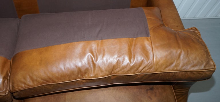 Aged Vintage Heritage Brown Leather Three-Seat Sofa Duck Feather ...