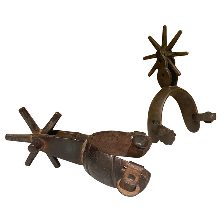 Aged Vintage Western Cowboy Set of Mismatched Spurs Forged Metal ...