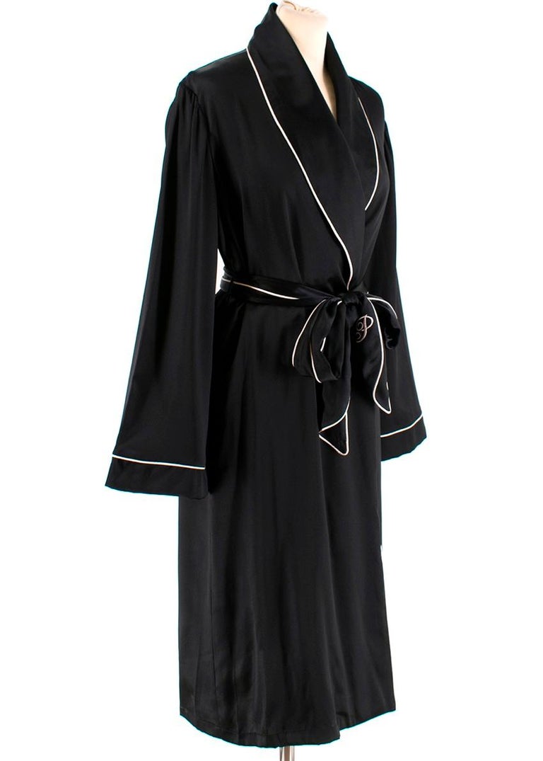 Agent Provocateur Black Contrast-piped silk robe S 8 at 1stDibs | agent ...