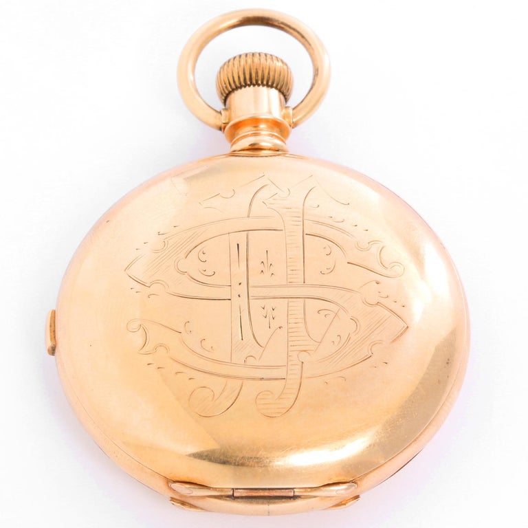 Agassiz Chronograph 14K Yellow Gold Pocket Watch For Sale at 1stDibs