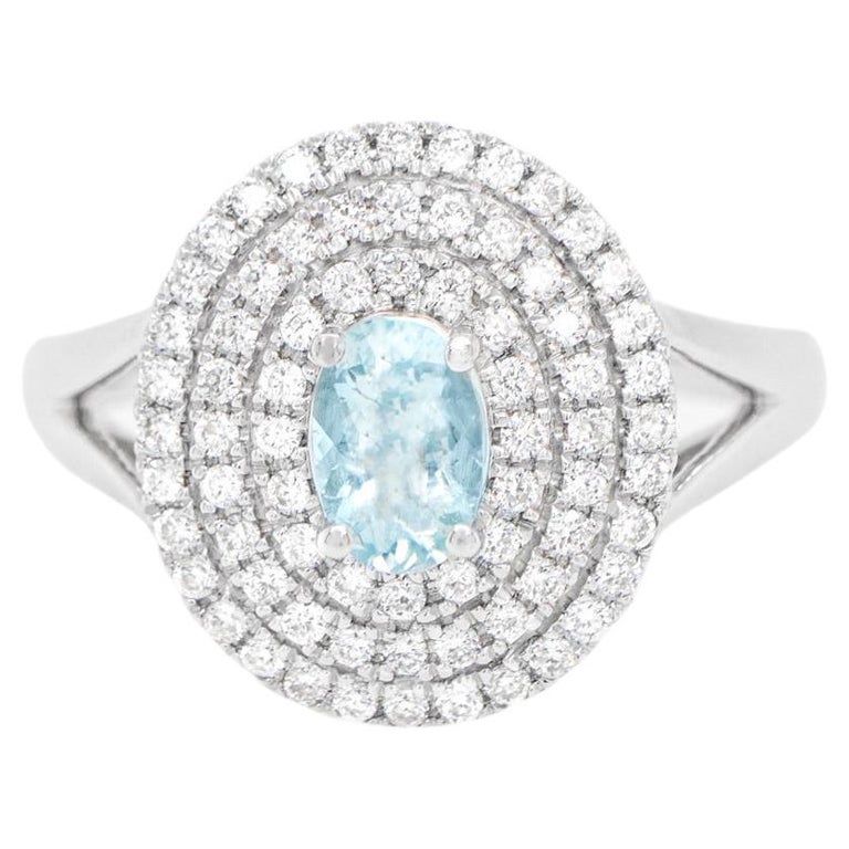 AGI Certified 0.54 Carat Paraiba Tourmaline Ring Triple Diamond Halo ...