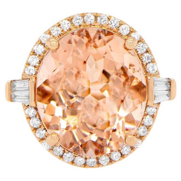 AGI Certified Marropino Morganite 7.47 Carat Ring with Diamonds 18K ...