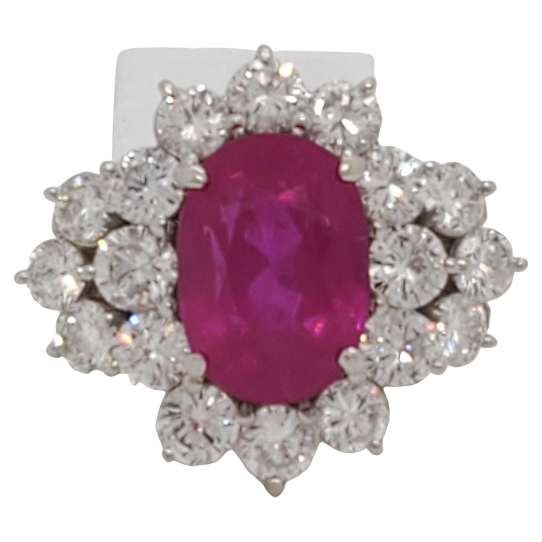 10.27 Carat Burmese Pink Sapphire Diamond Platinum Ring, AGL Certified ...