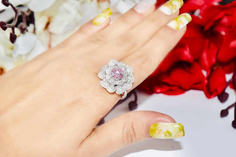 AGL Certified 1.05 Carat VS Round Fancy Light Pink Diamond Ring For ...