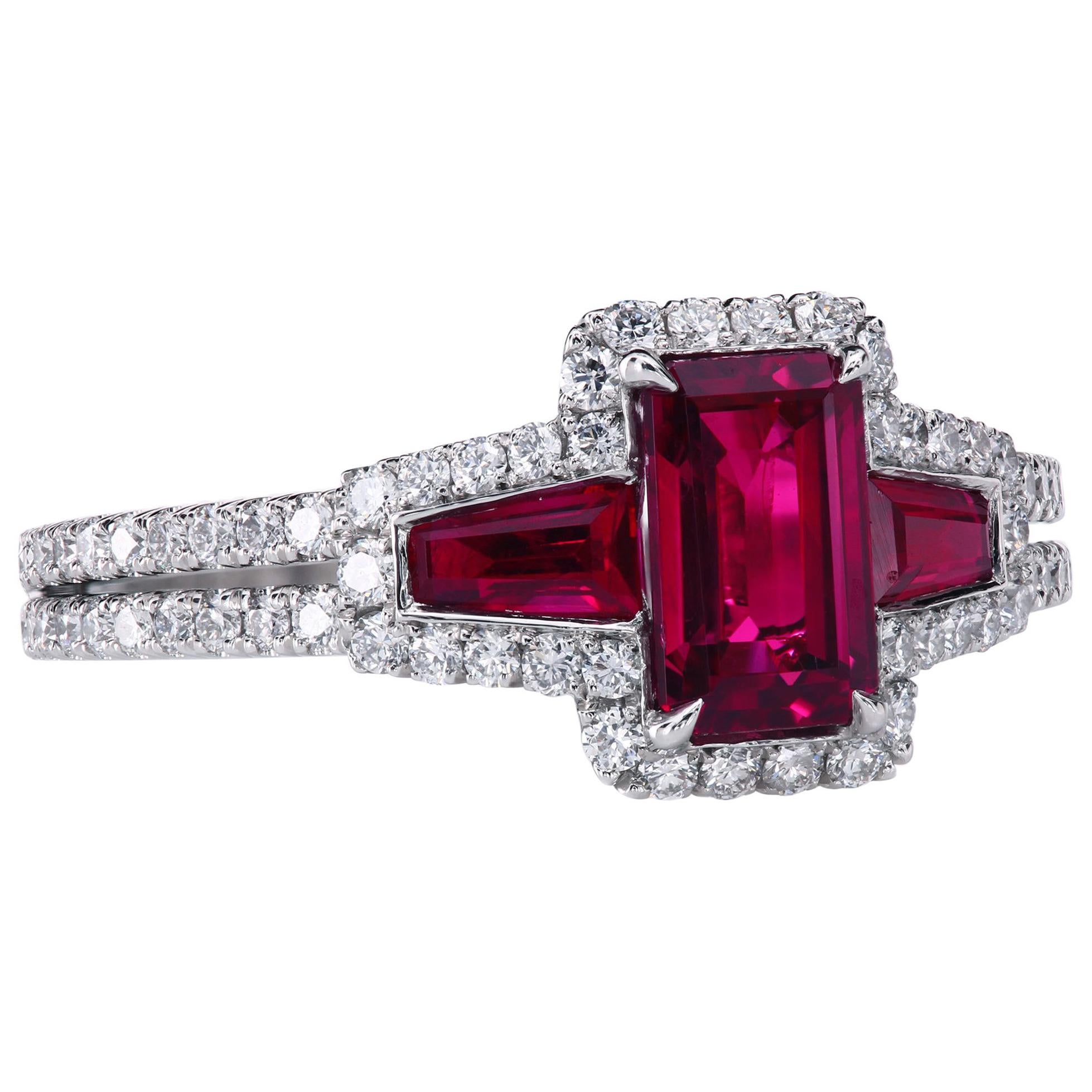 Leon Mege Ruby and Cab Emeralds in Micro Pave Platinum Bespoke Right ...