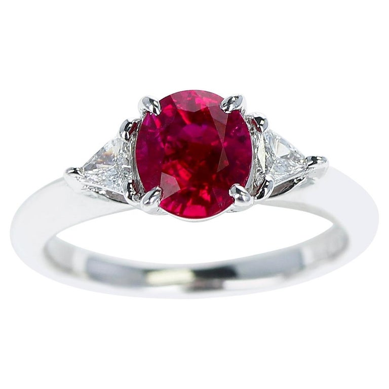 AGL Certified 1.19ct. Ruby and Diamond Ring, PT For Sale at 1stDibs