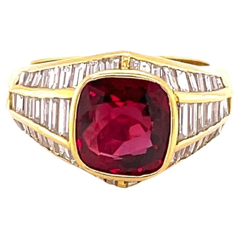 3.49 Carat Natural Ruby with 1.80 Carat Dia Ring For Sale at 1stDibs