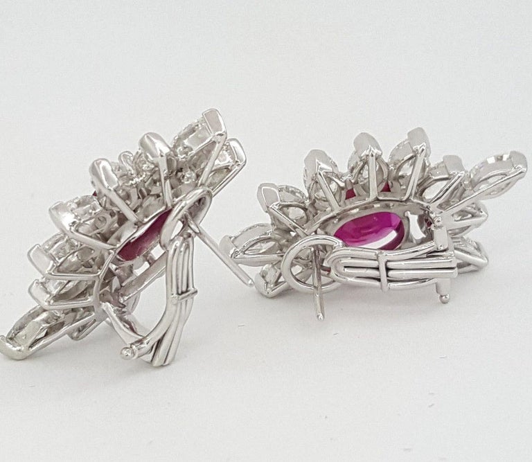 AGL Certified 7.90 Carat Burmese Rubies Diamond Platinum Earrings For ...