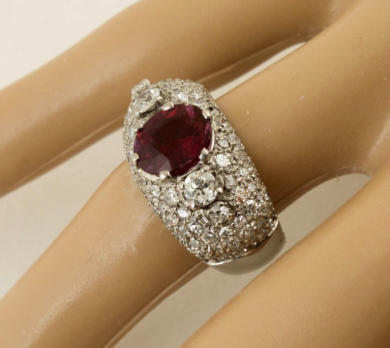 AGL Certified Natural Unheated Ruby Diamond Platinum Ring For Sale at ...