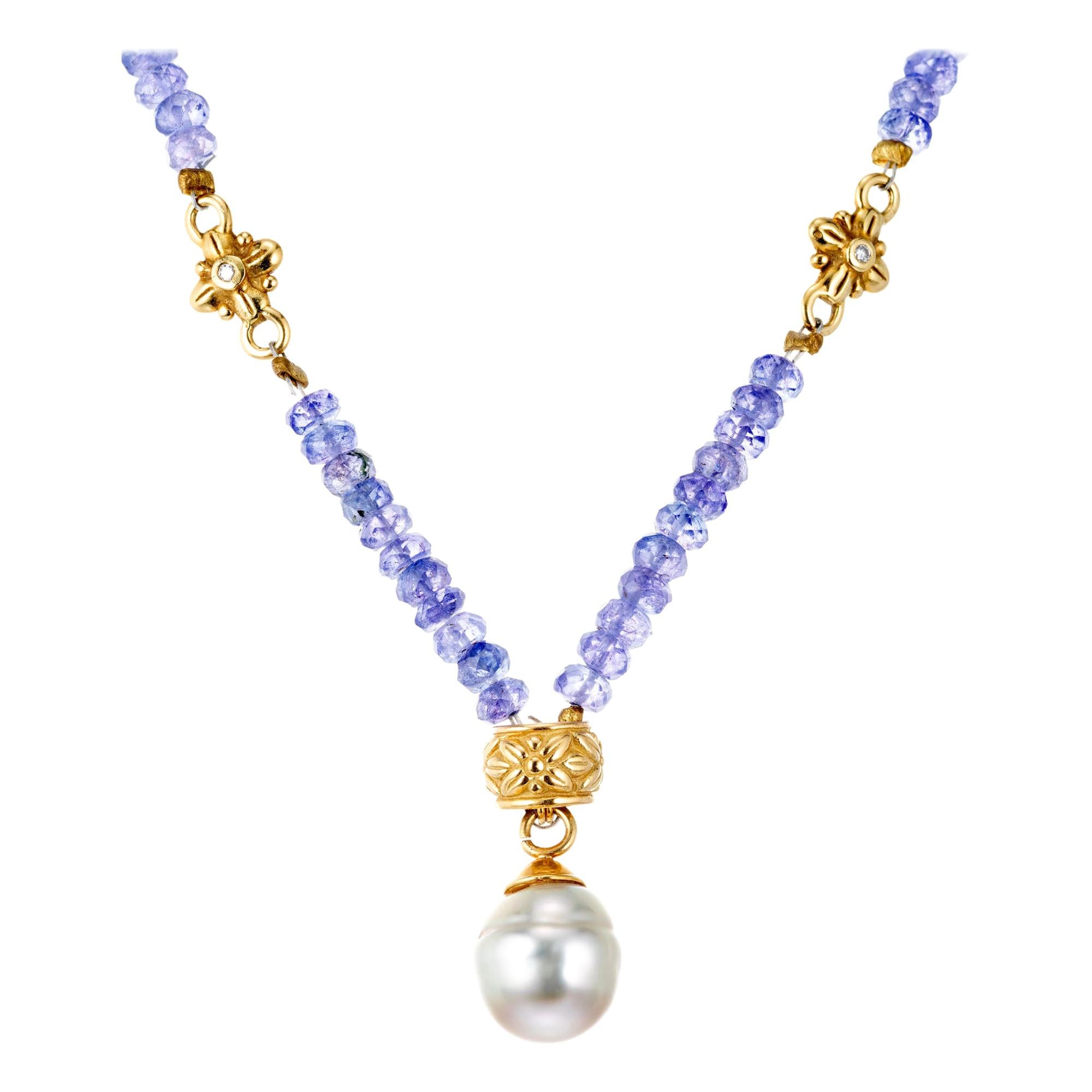 Genuine South Sea Pearl Bead Knotted String Necklace with 14 Karat ...