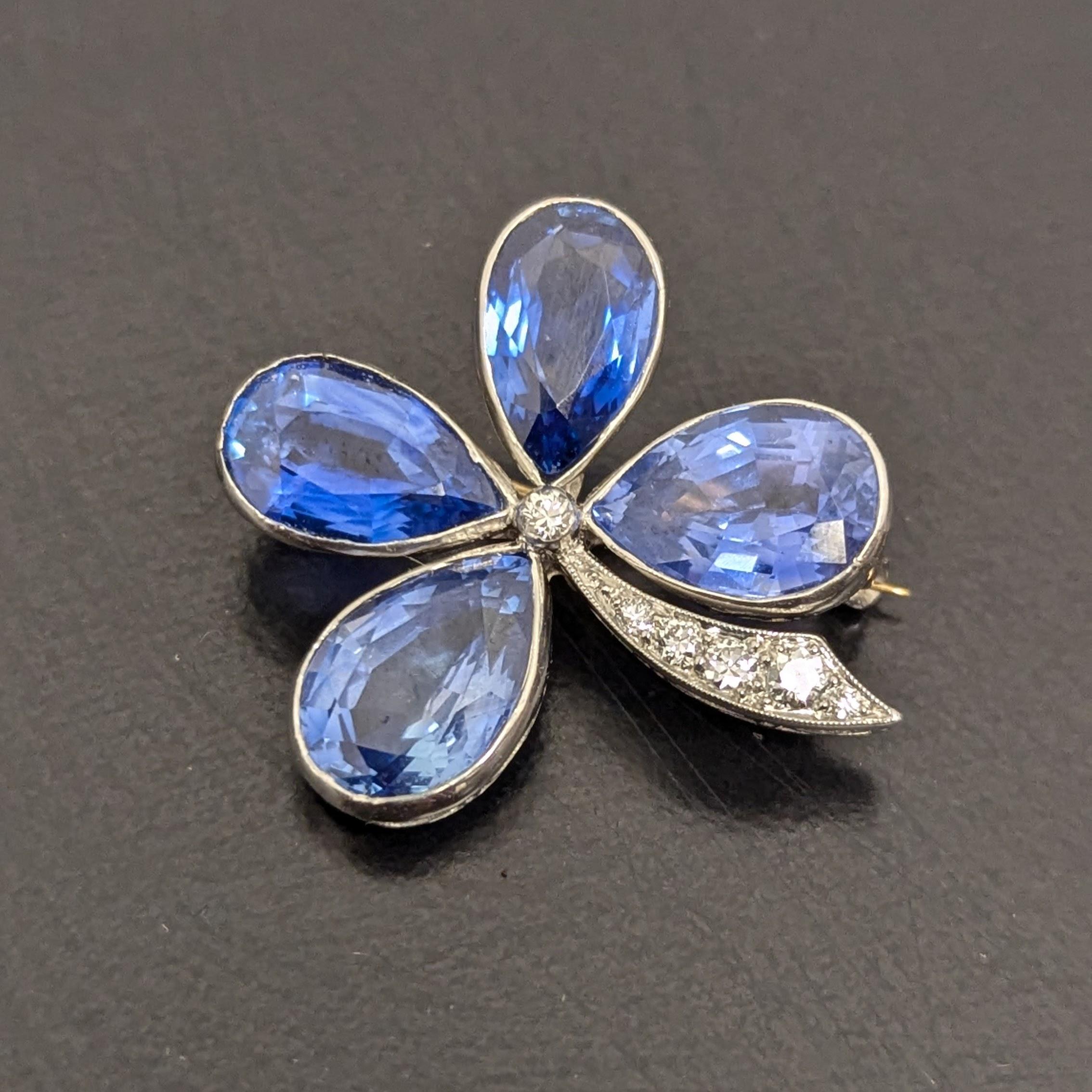 AGL Certified Tiffany and Co Platinum Ceylon Sapphire Diamond Brooch ...