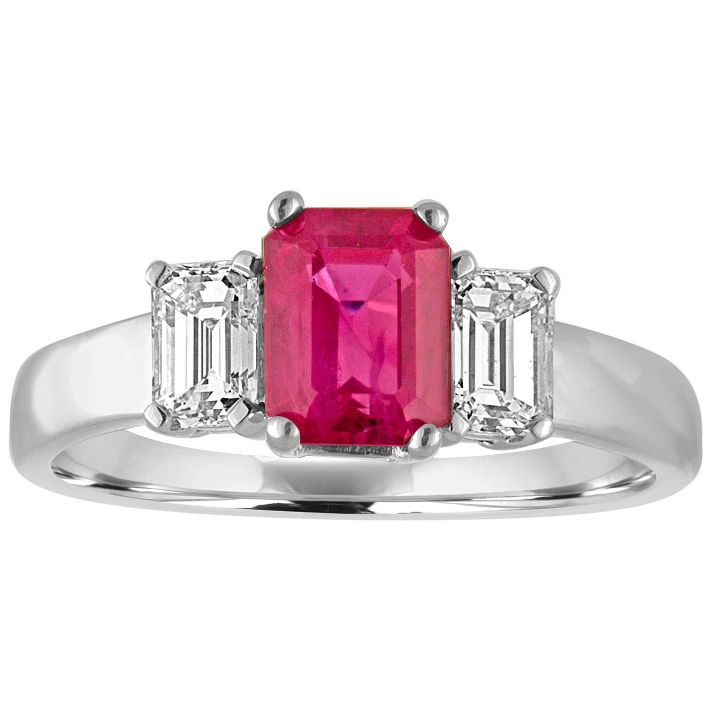 AGL Certified 10.24 Carat Thai Ruby Diamond Three Stone Ring For Sale ...