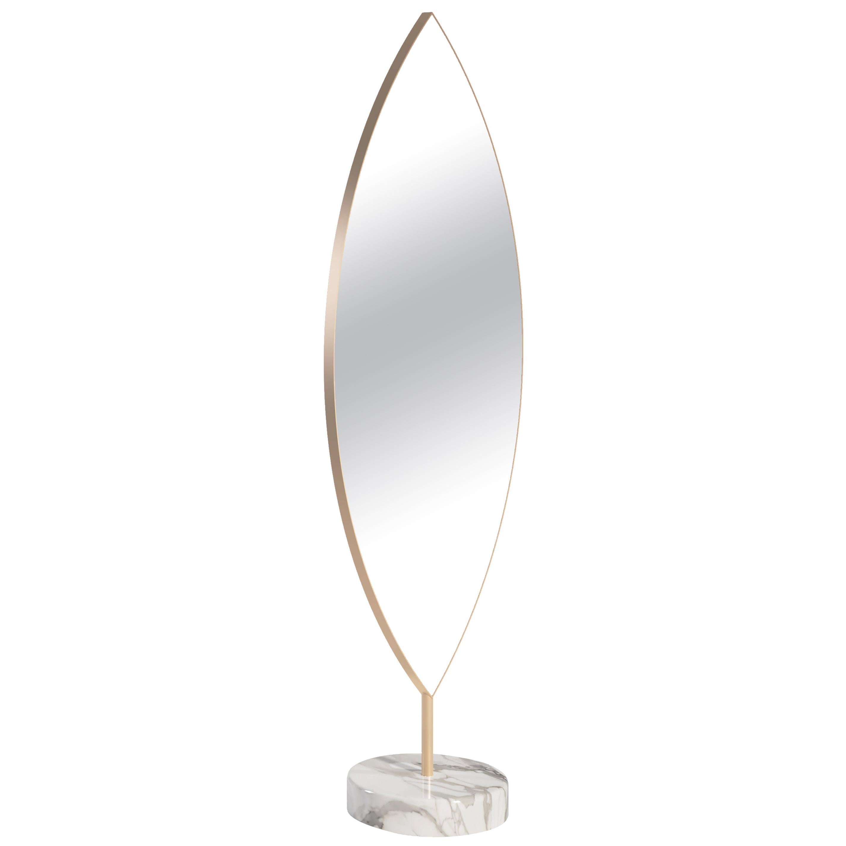 Awesome 1970 Oval Mirror In Metal Tube Base at 1stDibs