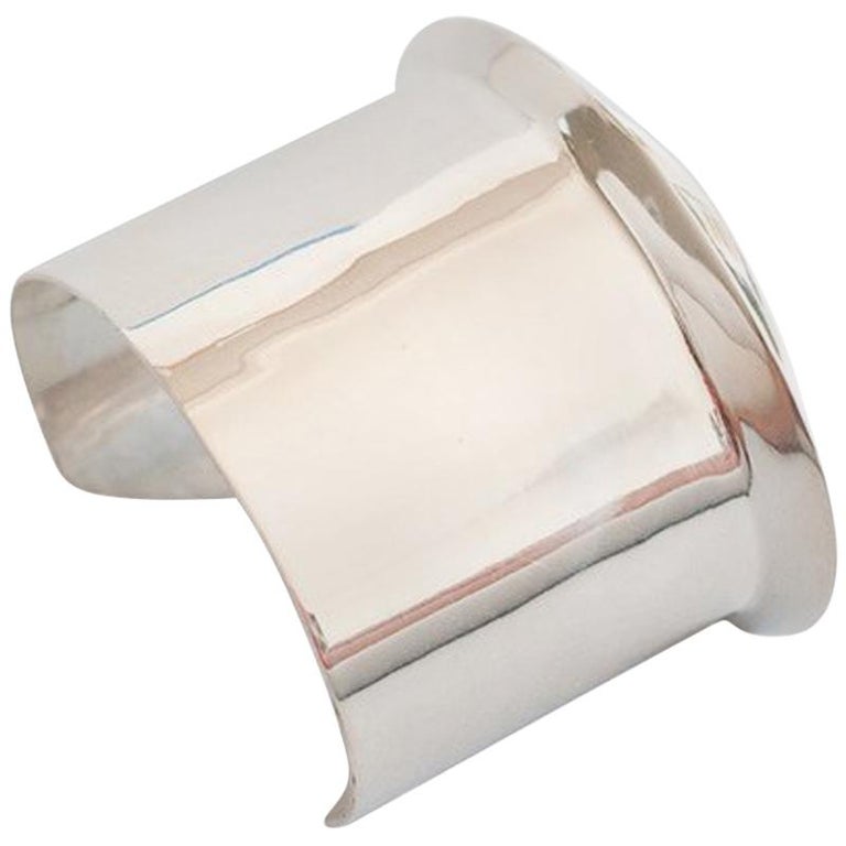AGMES Sterling Silver Simple and Modern Cuff with Geometric Edge Detail ...
