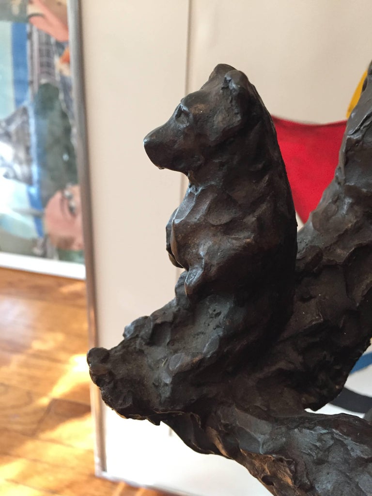 Agnes Yarnall - Clown Holding Teddy Bear, Unique Bronze Expressionist ...