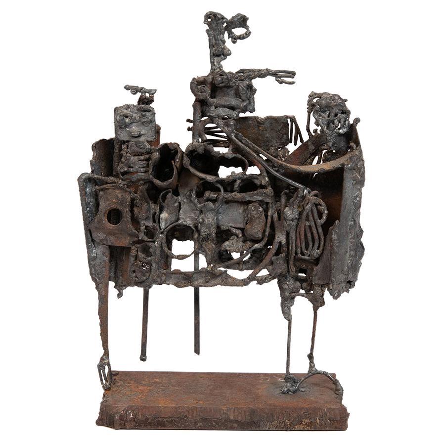 Bronze Brutalist Figurative Table Sculpture of Man with Sword For Sale ...