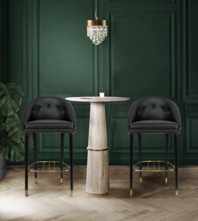 Agra Bar Table in Estremoz Marble with Gold Details For Sale at 1stDibs