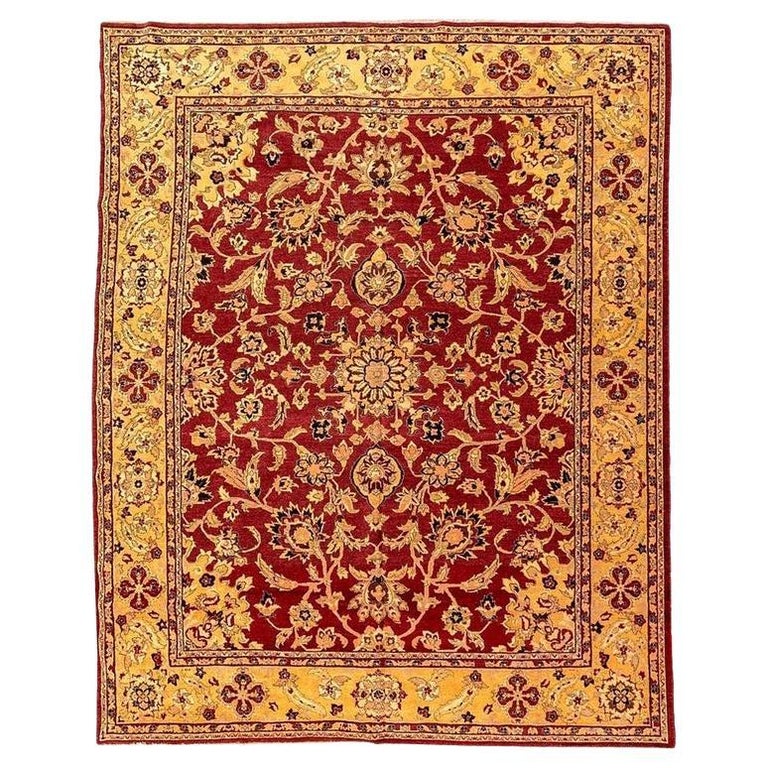 Agra Rug, Classic Design of Palms and Interwoven Flowers For Sale at ...