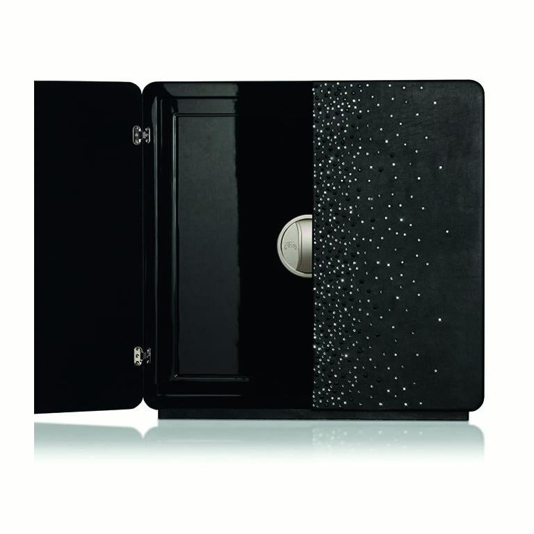 Agresti Contemporary Black Armored Jewel Safe Chest with Swarovski ...