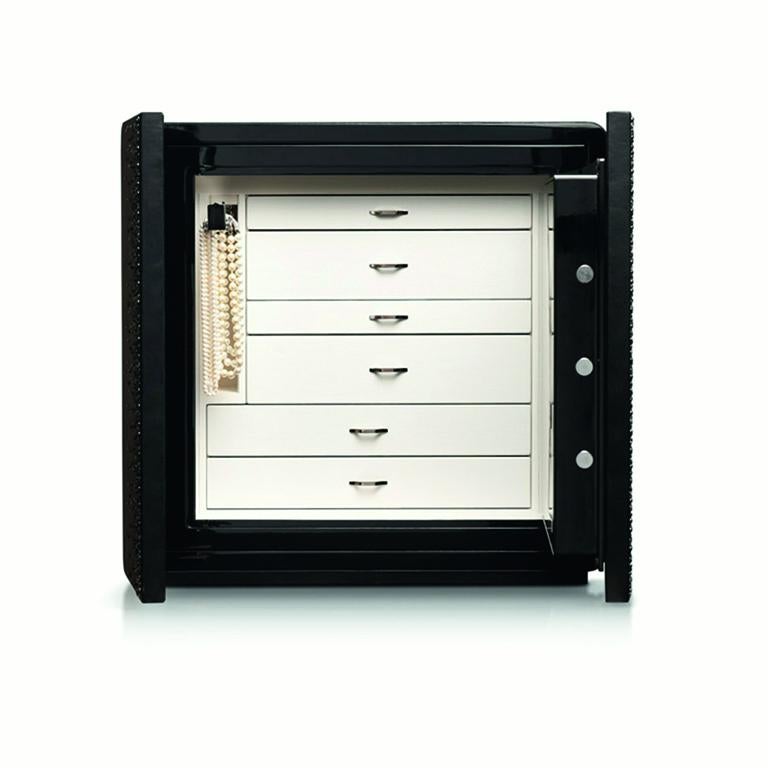 Agresti Contemporary Black Armored Jewel Safe Chest with Swarovski ...