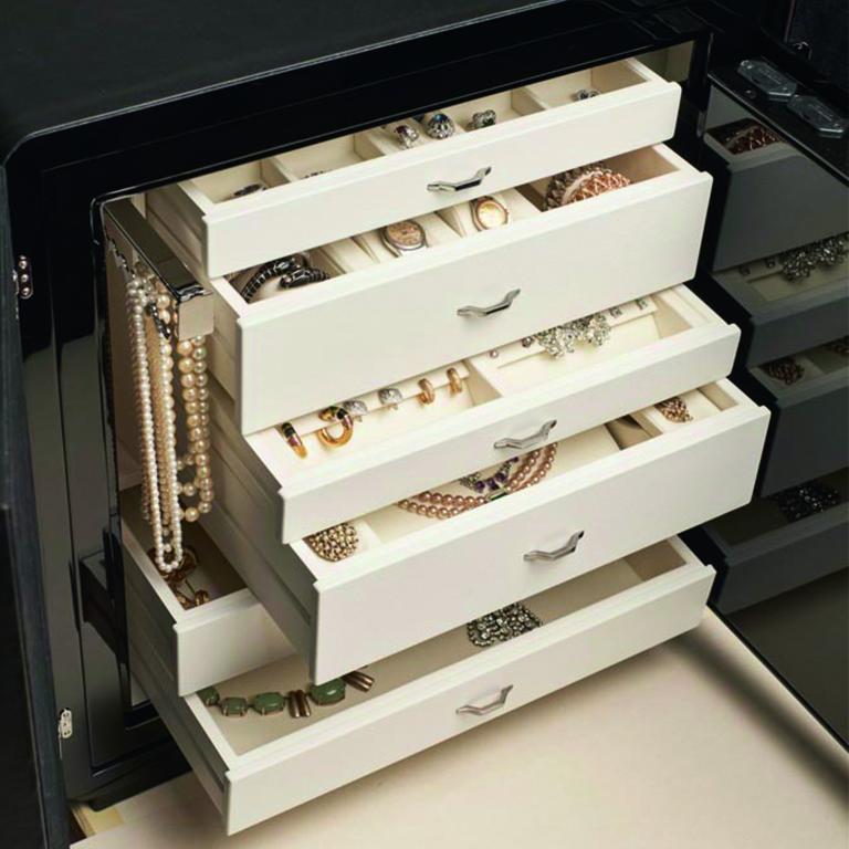 Agresti Contemporary Black Armored Jewel Safe Chest with Swarovski ...