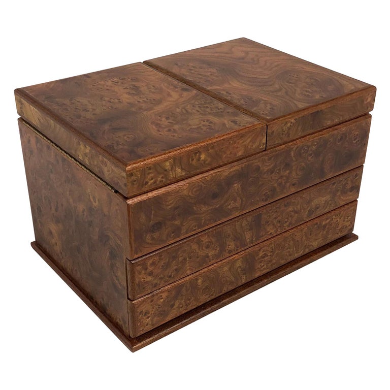 Agresti Gentleman's Watch/ Jewlery Cabinet in Elm Briar at 1stDibs