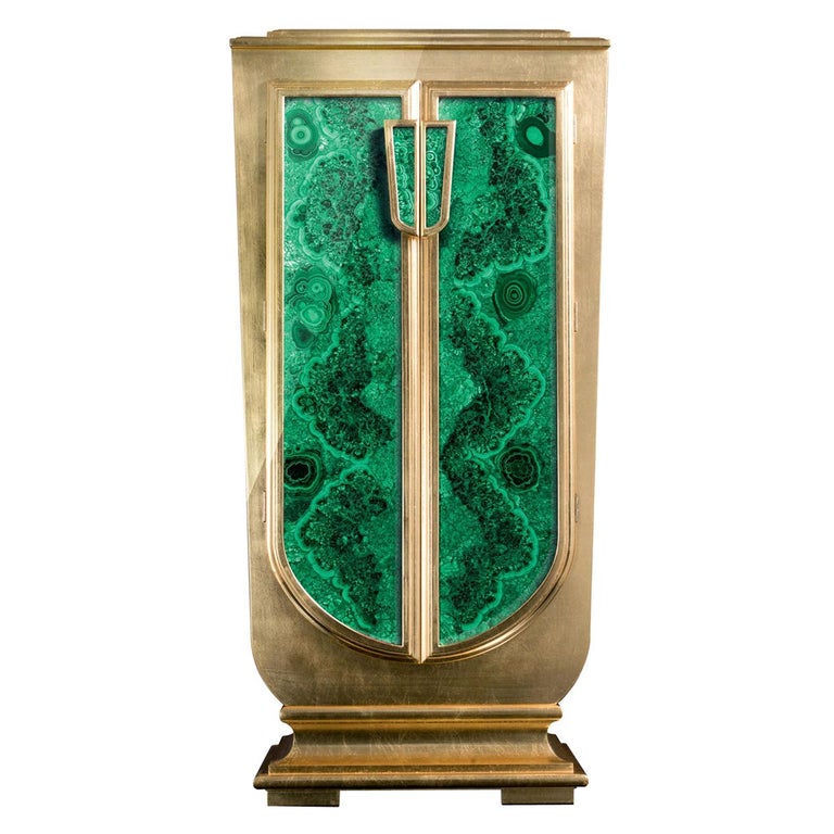 Agresti La Dama Oro Armored Jewelry Armoire Gold and Malachite Finish ...