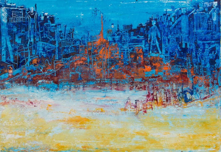 Ahmed Farid - "Pyramid" Abstract Painting 39" x 59" inch by Ahmed Farid ...