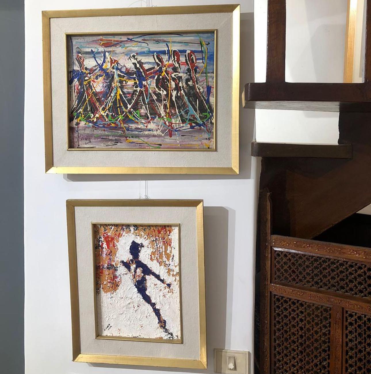 Ahmed Farid - "Figurative Abstract III" Abstract Painting 16" x 12 ...