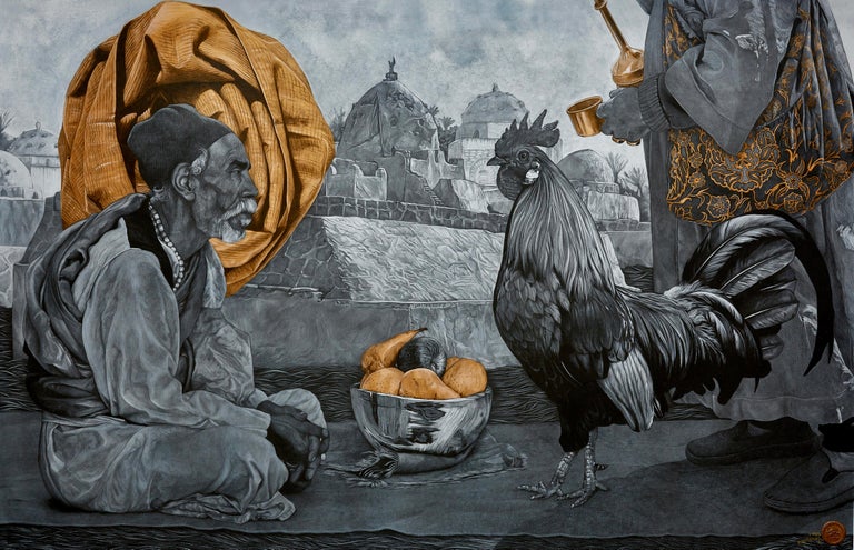 Ahmed Saber - "Conversation at Dawn" Painting 31" x 47" inch by Ahmed ...