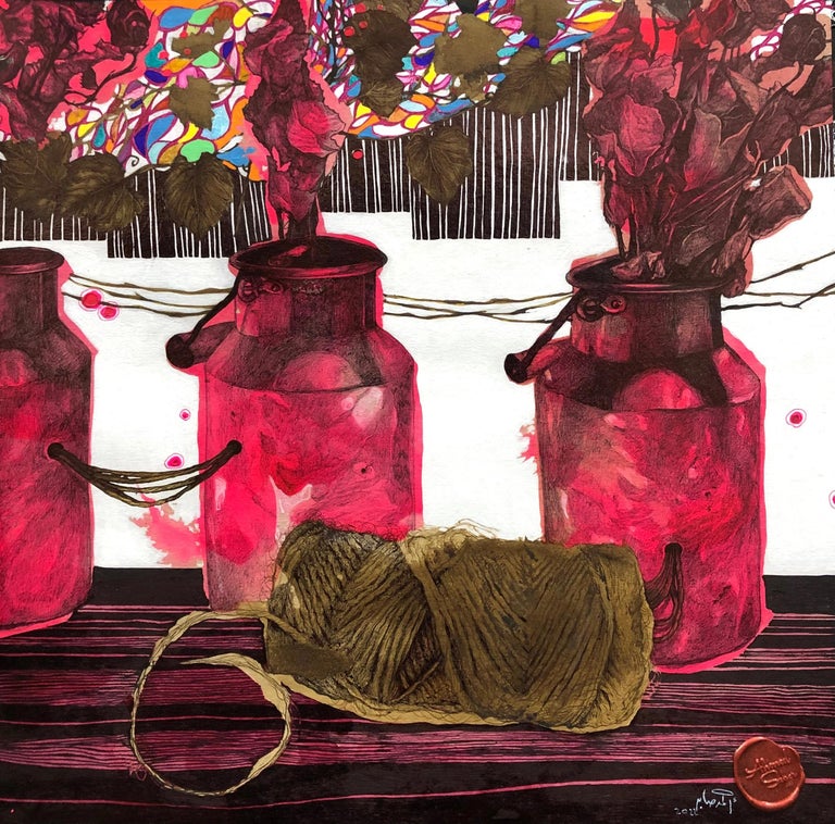 Ahmed Saber - "Still Life with Yarn" Painting 16" x 16" inch by Ahmed ...