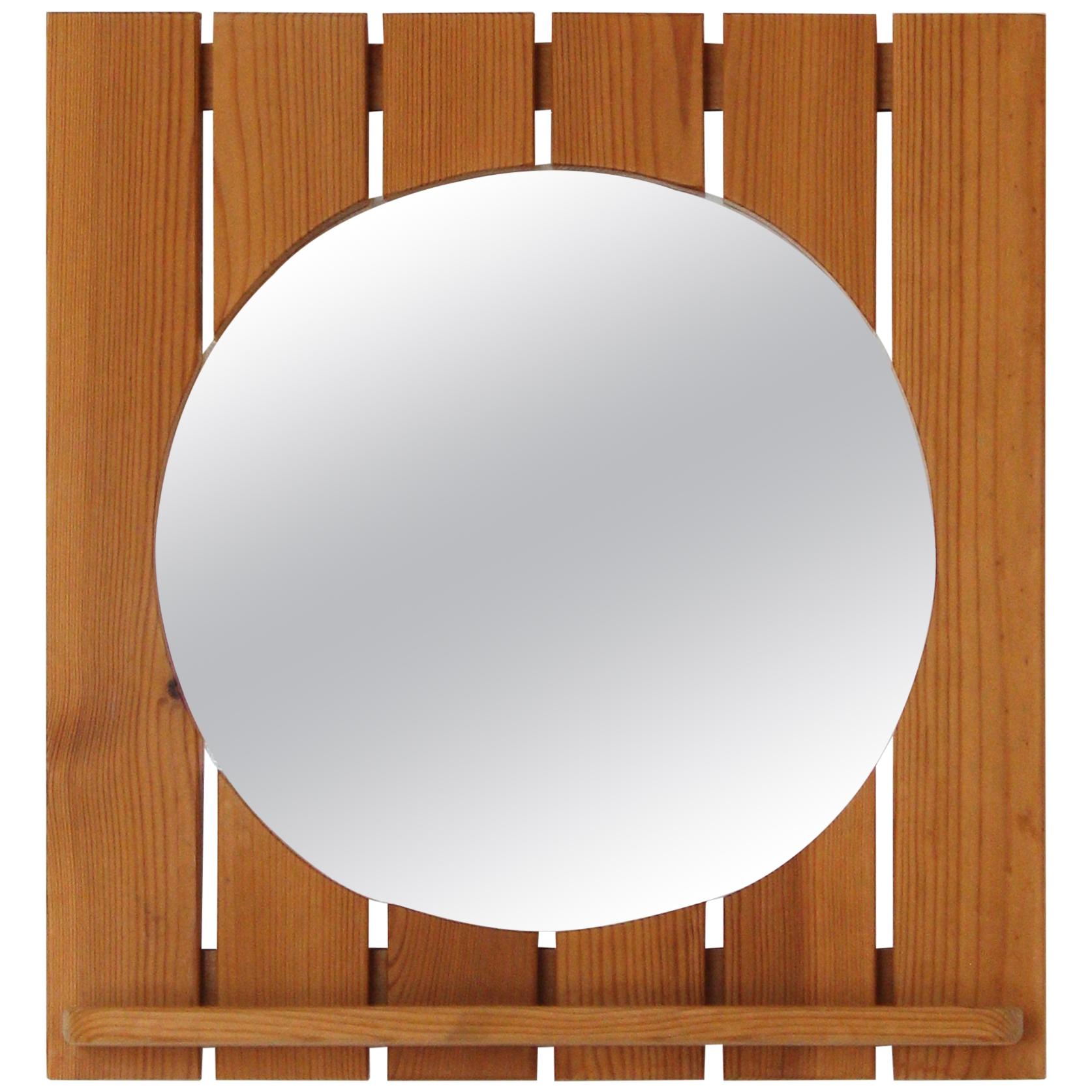 Swedish, Minimalist Wall Mirror, Solid Pine, Mirror Glass, Sweden ...