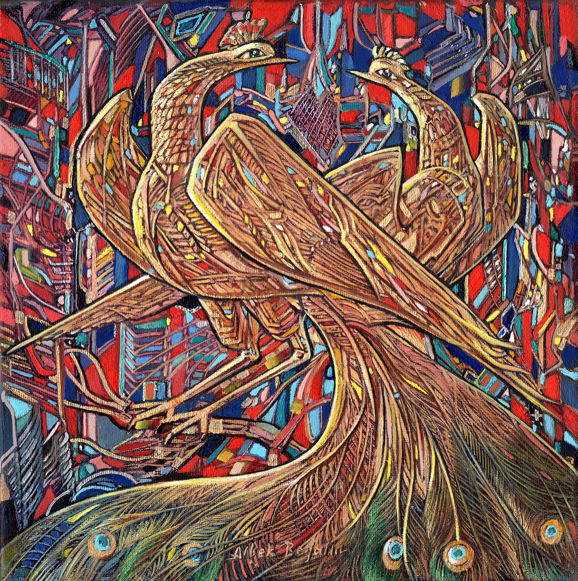 Aibek Begalin - Birds, Original Oil Painting, One of a Kind For Sale at ...