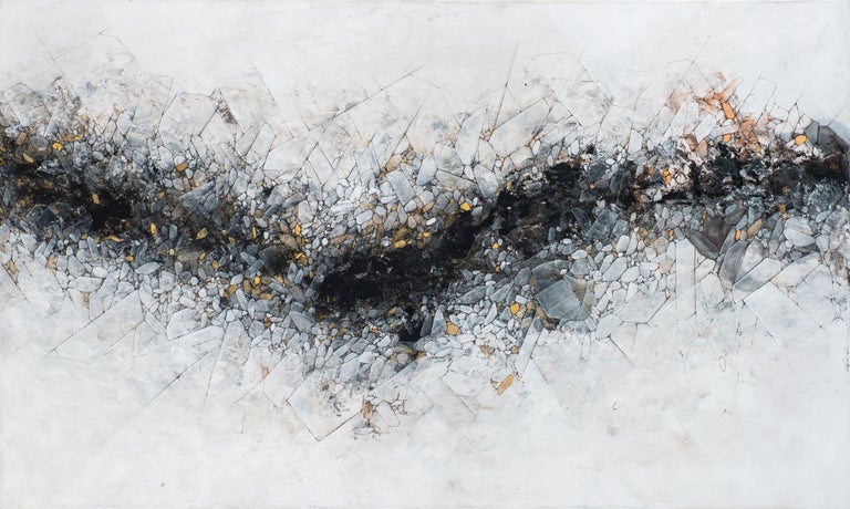 Aiden Kringen - "Gold and Black 3" Mixed media painting For Sale at 1stDibs