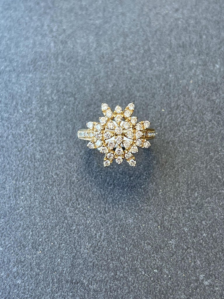 AIG Certified Sun Shaped Diamonds Gold Cocktail Engagement Ring For ...