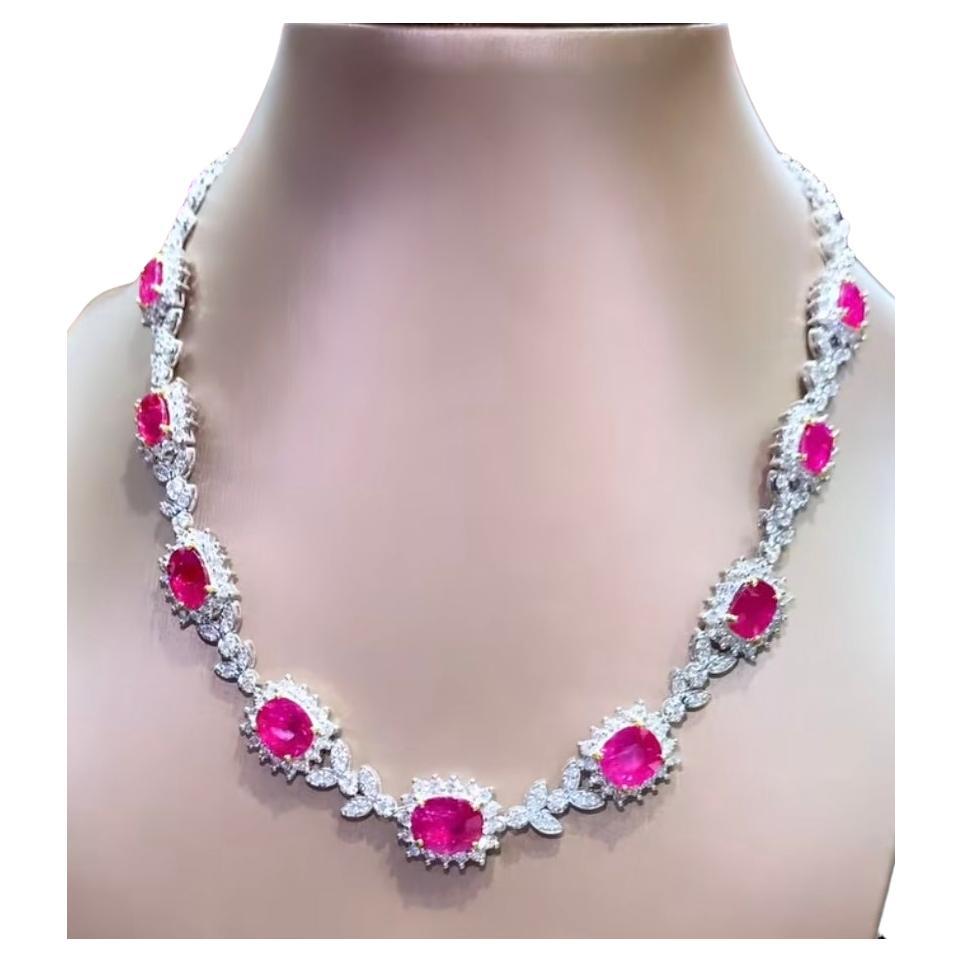 AIG Certified 75.20 Carats Burma Rubies 8.20 Ct Diamonds 18K Gold ...