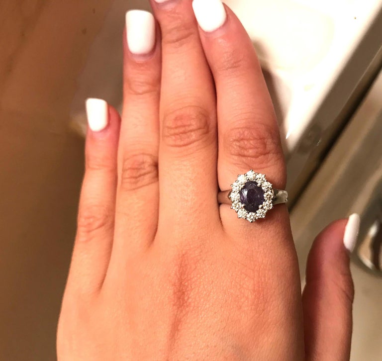 AIG Certified 2.03ct Oval Color Change Alexandrite Halo Engagement Ring ...